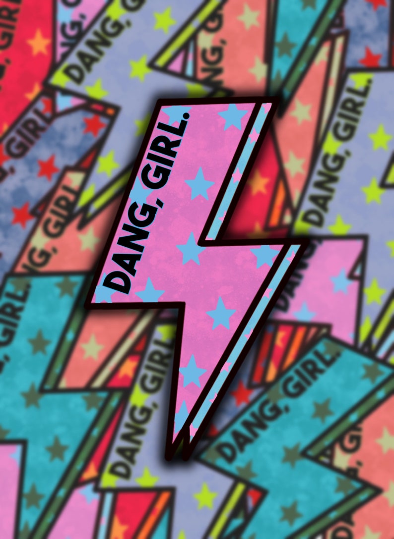 Dang Girl Lightning Bolt Sticker Star Sticker Positive - Etsy