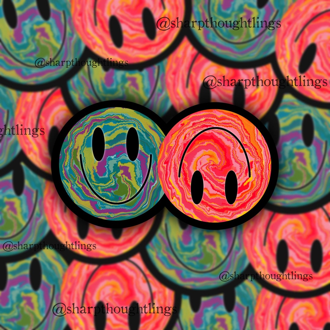 Double Smiley Face Sticker| Smile and Frown Sticker | Smiley Aesthetic ...
