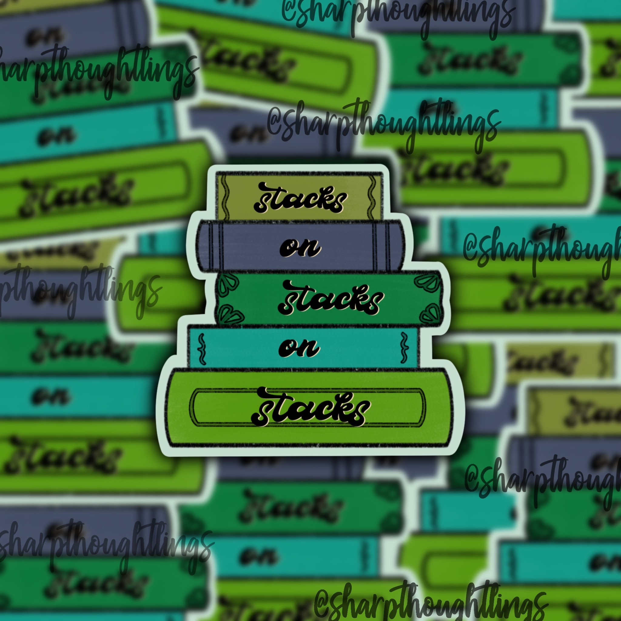 Stacks on Stacks Sticker | Stack of Books Sticker | Bookish Gifts ...