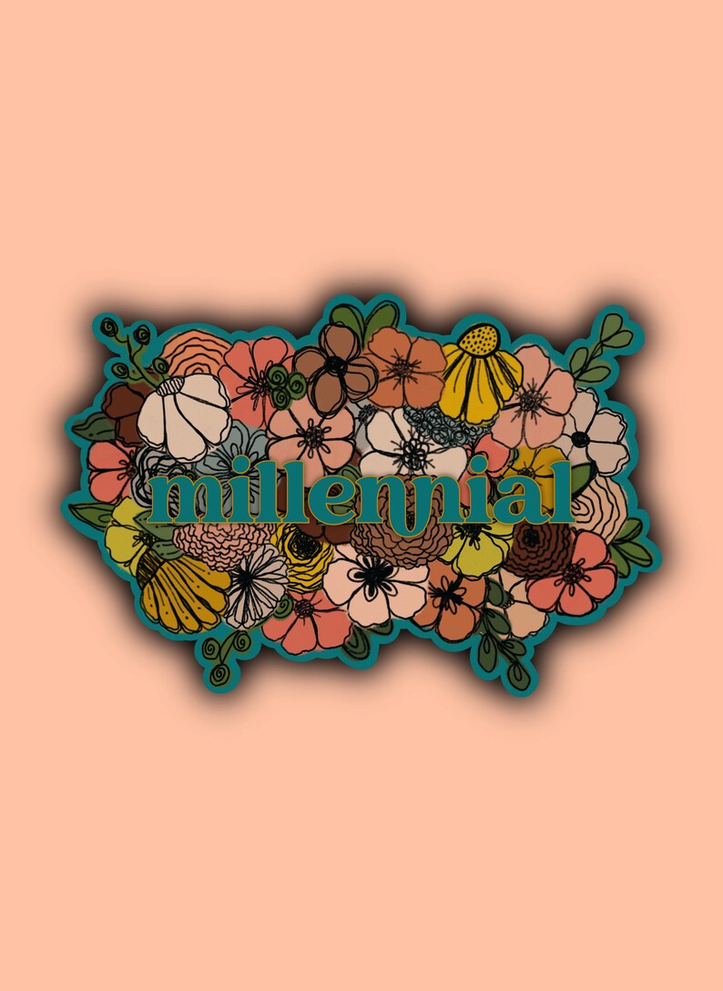 Millennial Floral Sticker Group of Florals Relatable - Etsy