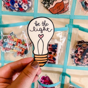 Be the Light Sticker | Positive Stickers | Light Bulb Quote | Great ...