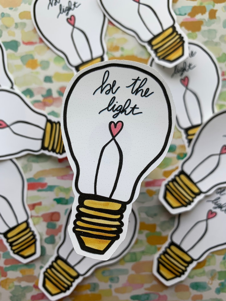 Be the Light Sticker Positive Stickers Light Bulb Quote - Etsy