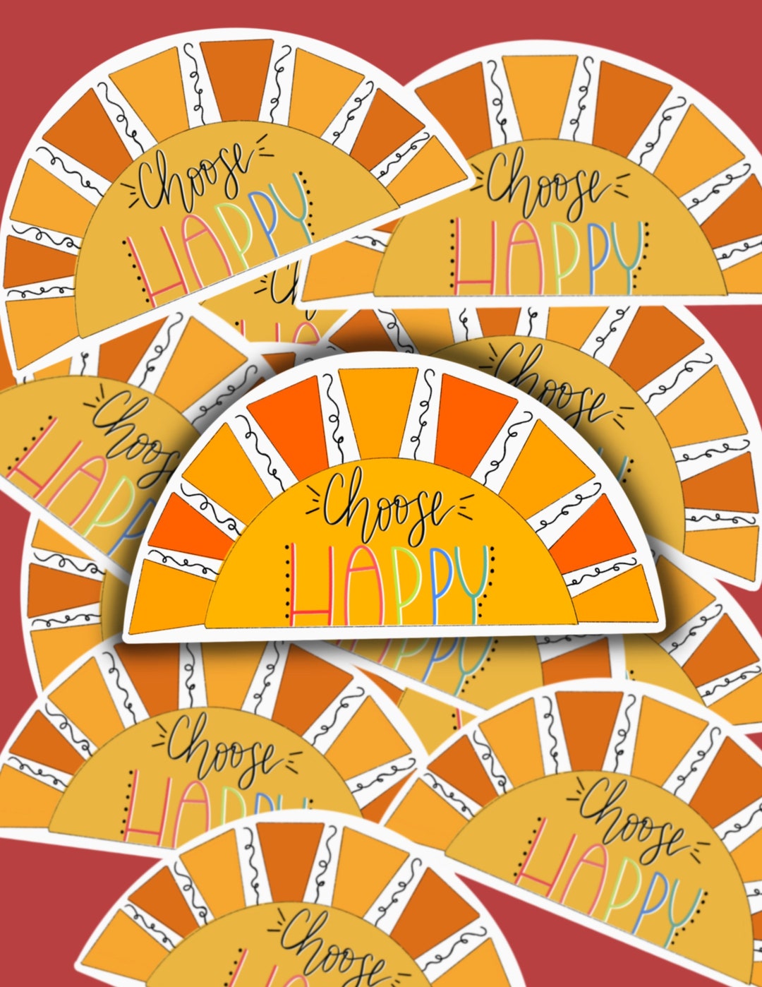 Choose Happy Sun Sticker Bright Colors Sun Sticker Happy - Etsy