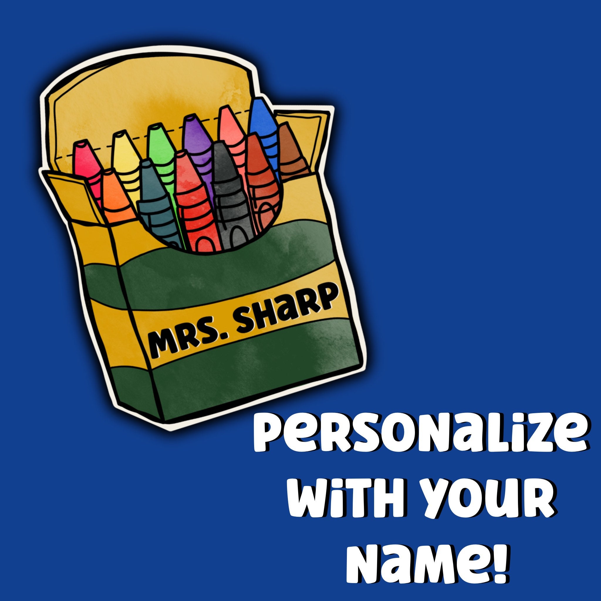 Custom Crayon Teacher Sticker | Teacher Stickers | Personalized Sticker ...