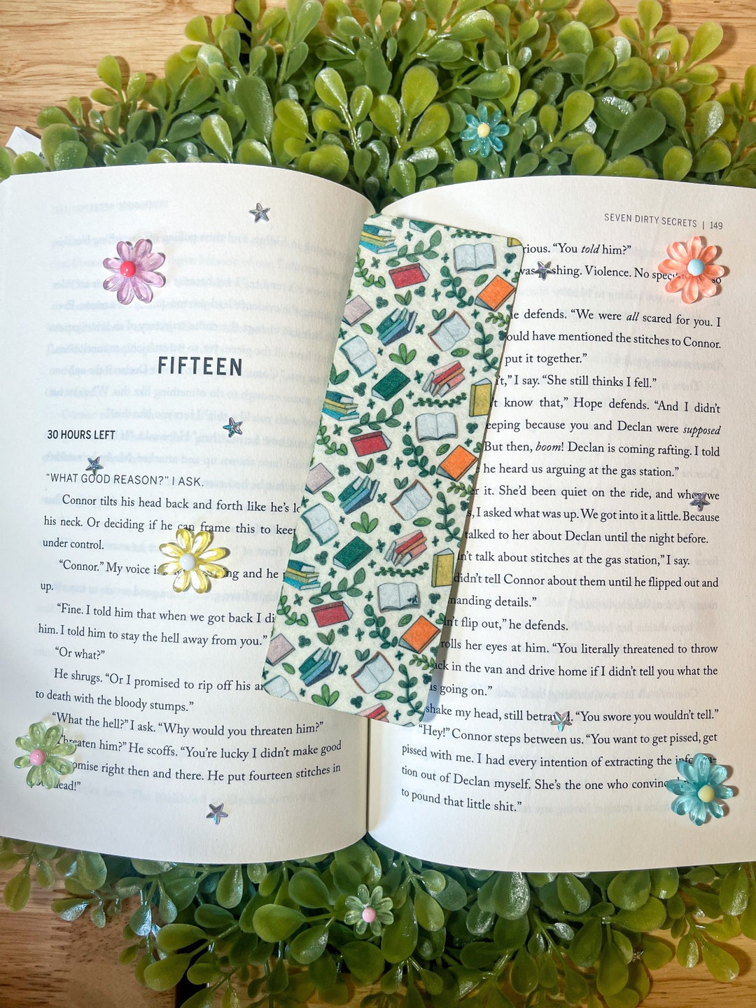 Books and Greenery Bookmark | Cute Bookmarks | No Slide Bookmark ...