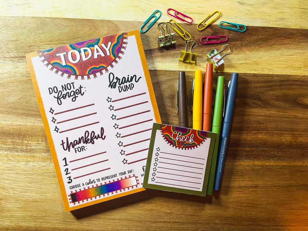 Today Notepad Brain Dump Dont Forget Notepad and Sticky - Etsy