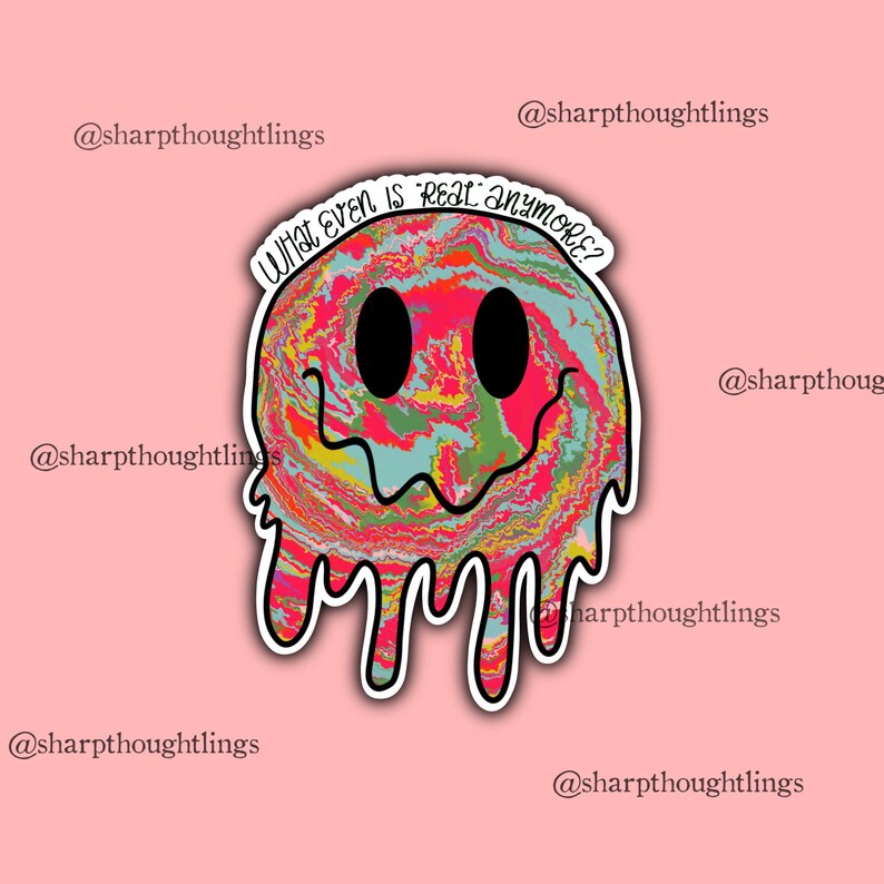 Drippy Smiley Face Sticker | Trippy Sticker | Smile Sticker | Smiley ...