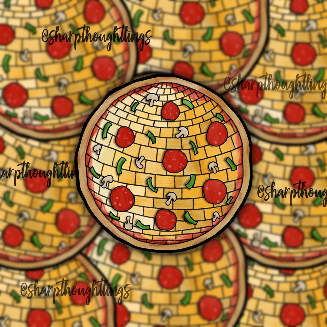Disco Pizza Sticker | Pizza Stickers | Food Stickers | Watercolor Pizza ...