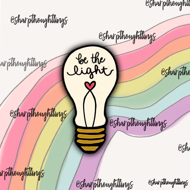 Be the Light Sticker | Positive Stickers | Light Bulb Quote | Great ...