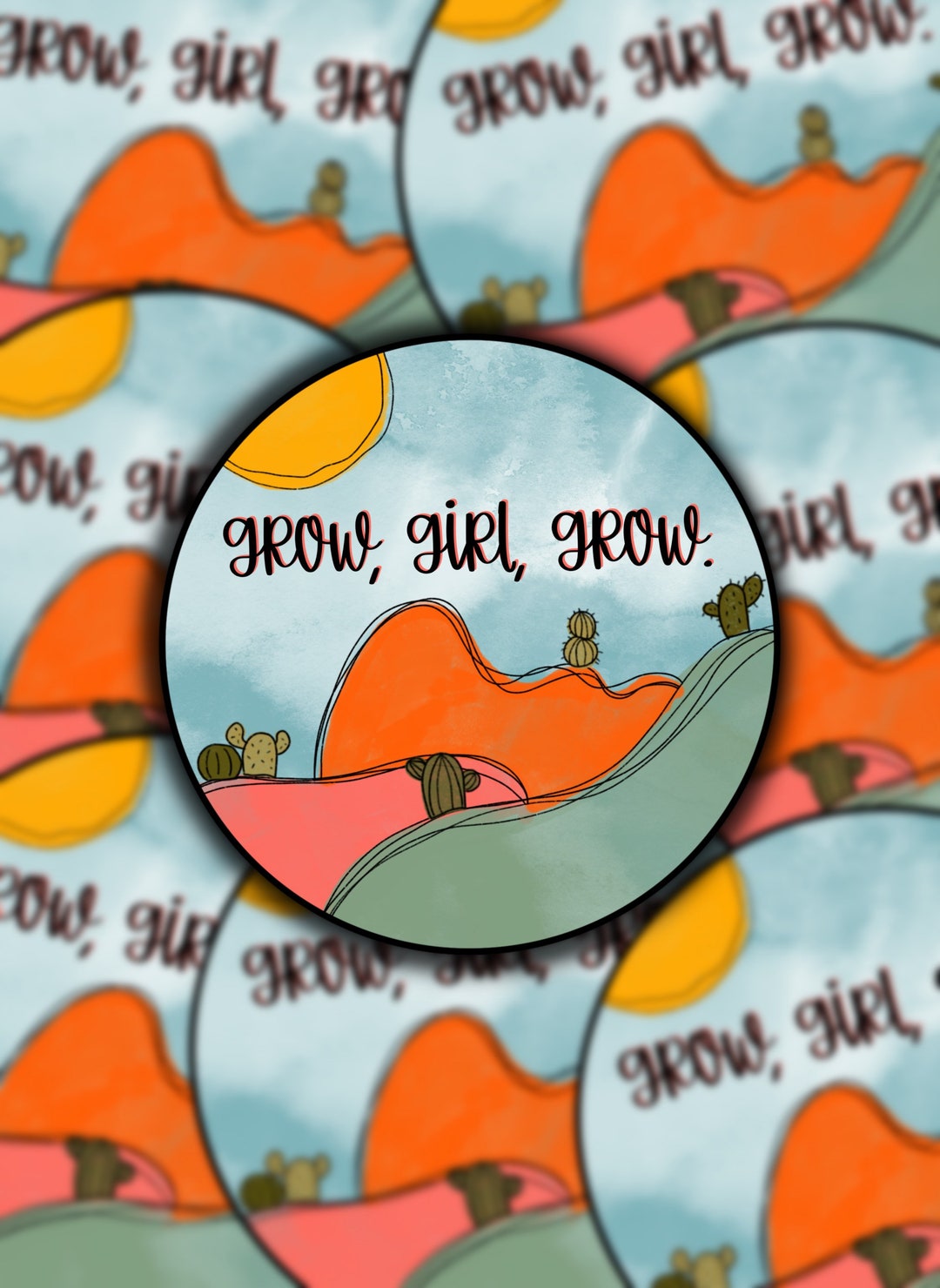 Grow Girl Grow Sticker | Cactus Sticker | Positive Sticker | Cactus and ...