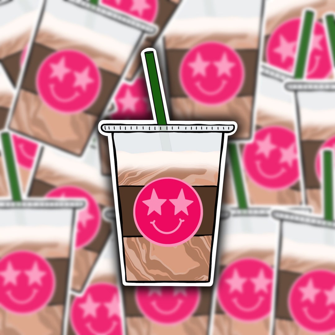 Iced Coffee Smiley Sticker | Iced Coffee Lover | Coffee Lover | Trendy ...