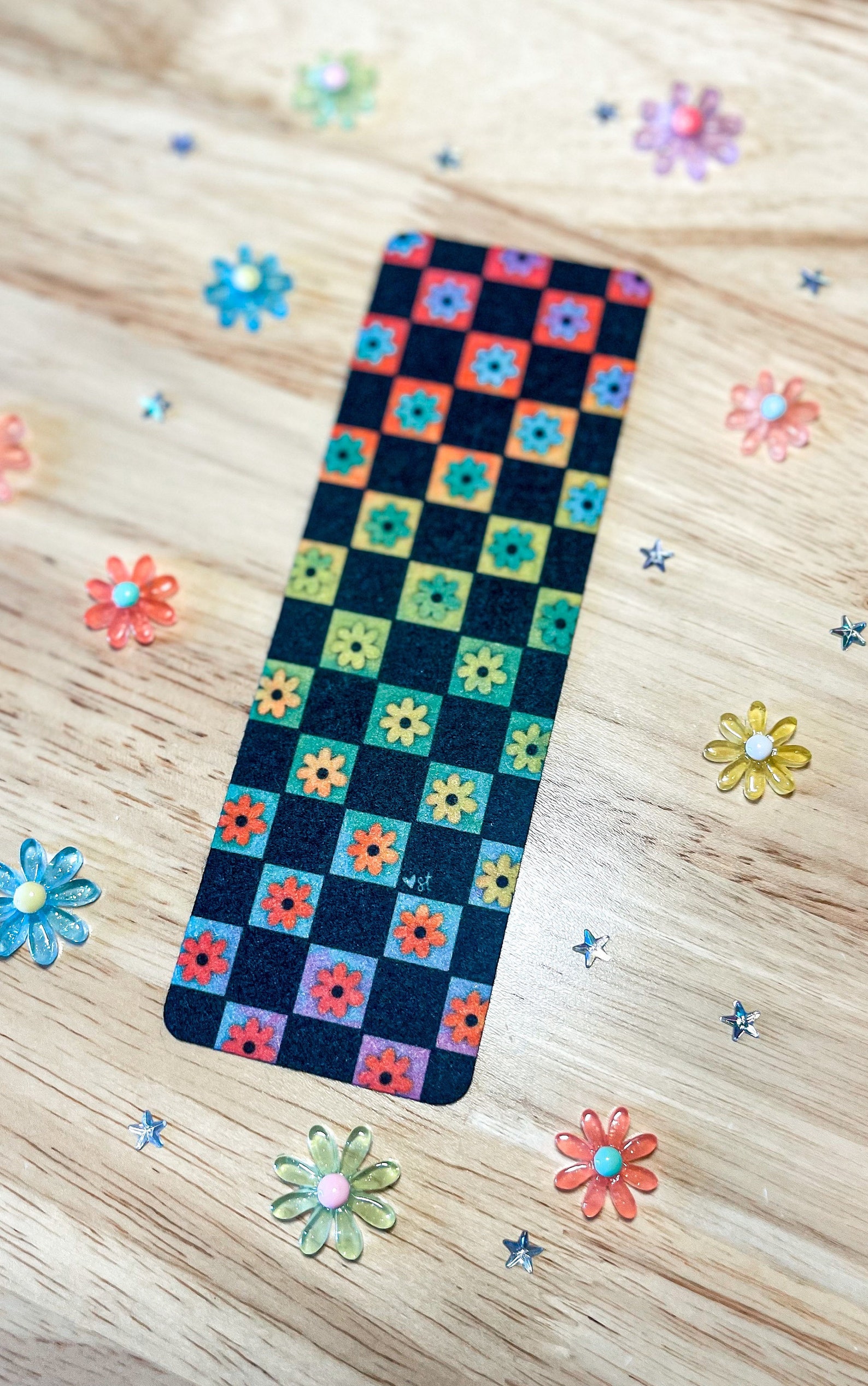 Rainbow Checkered Bookmark | Cute Bookmarks | No Slide Bookmark ...