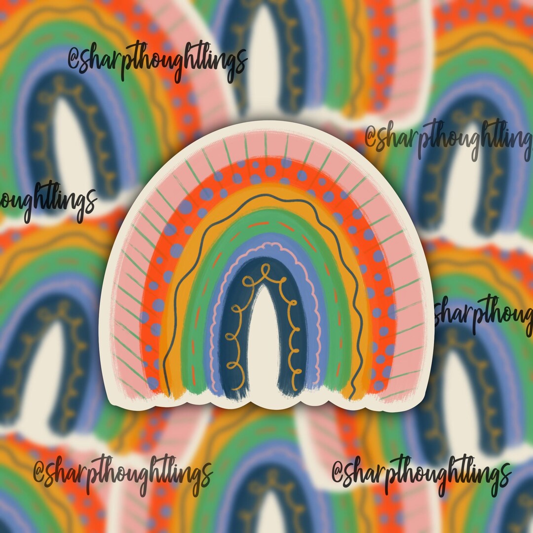 Rainbow Sticker | Boho Rainbow With Patterns | Cutesy Rainbow Sticker ...
