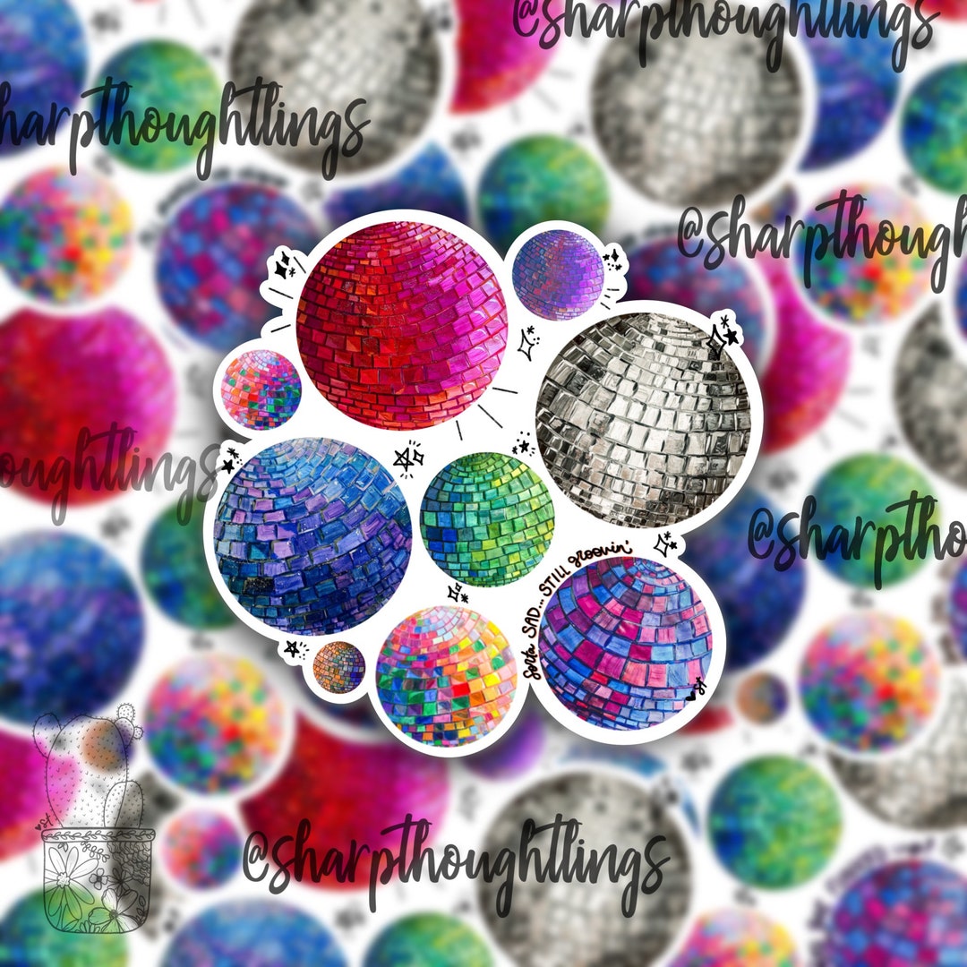 Hand-painted Disco Balls Sticker | Disco Ball Sticker | Unique Stickers ...