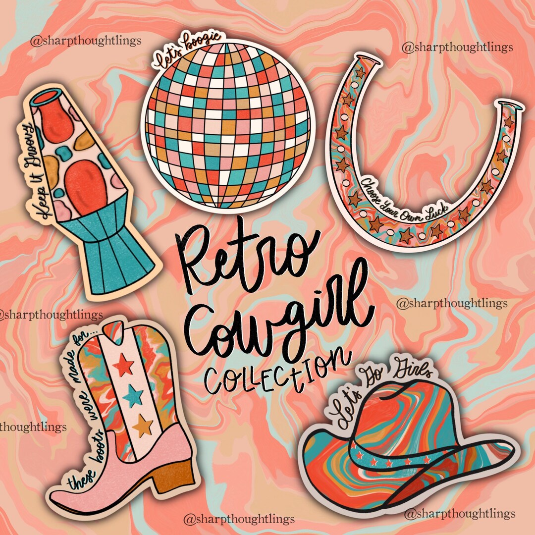 Retro Cowgirl Collection | Stickers | Cowgirl Stickers | Stickers for ...
