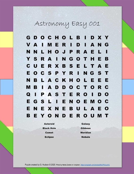 Astronomy Word Search Puzzles