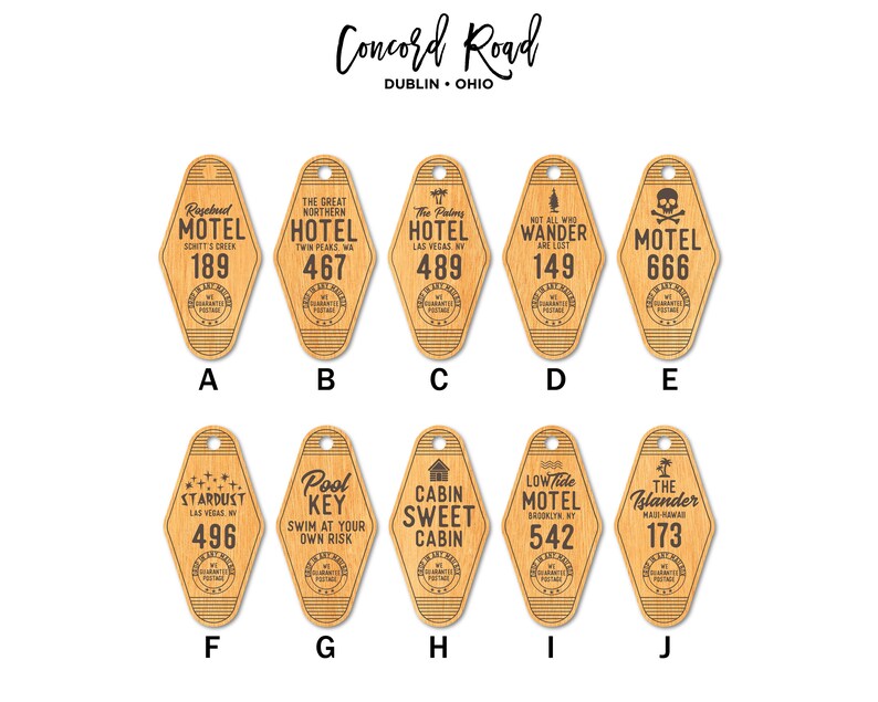 Vintage Style Motel Wood Keychain Engraved Rosebud Motel - Etsy UK