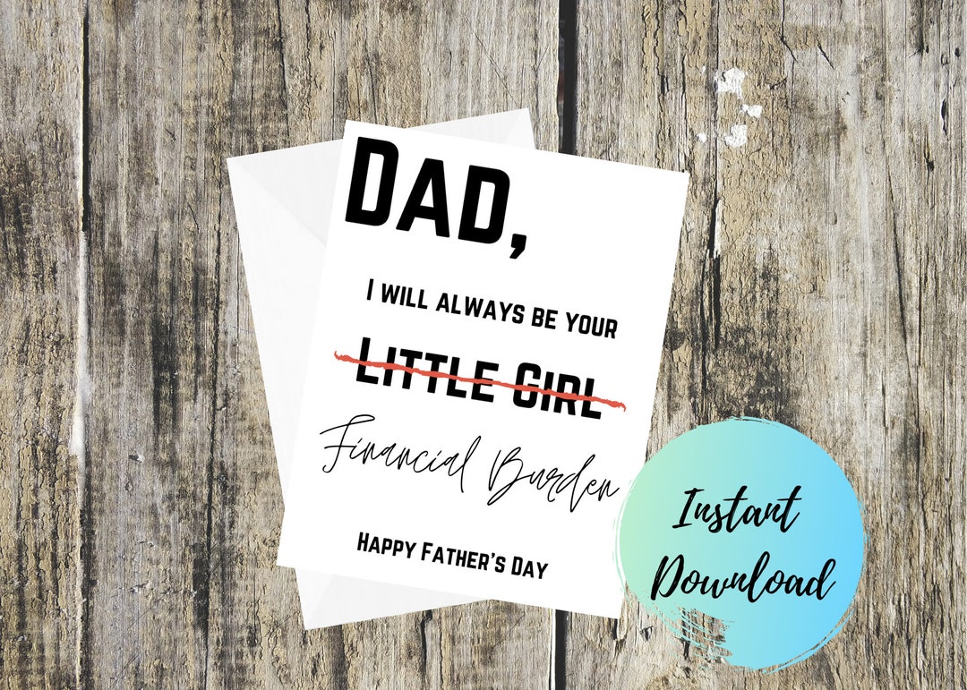 Digital Download Father's Day One Sided Card Not Foldable - Etsy