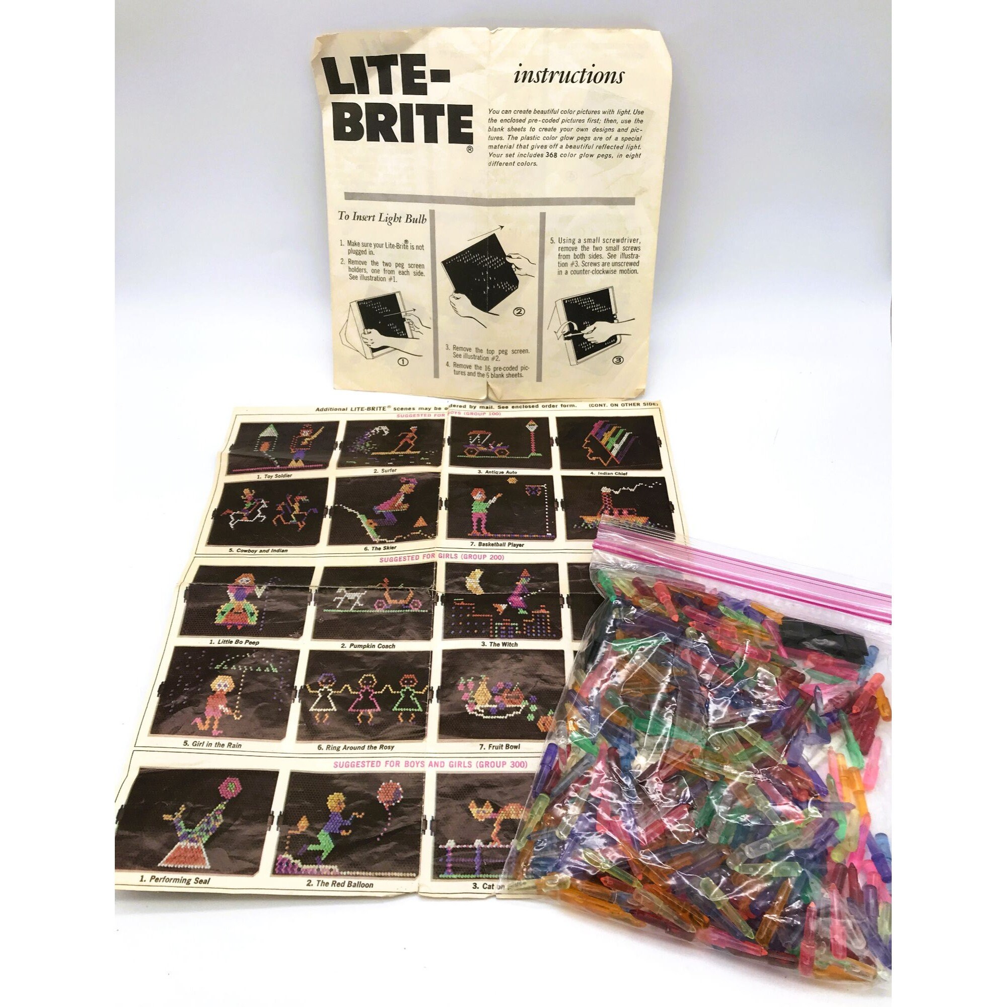1969 Hasbro Lite-brite 1969 Papers Pegs Works 5455 Design - Etsy