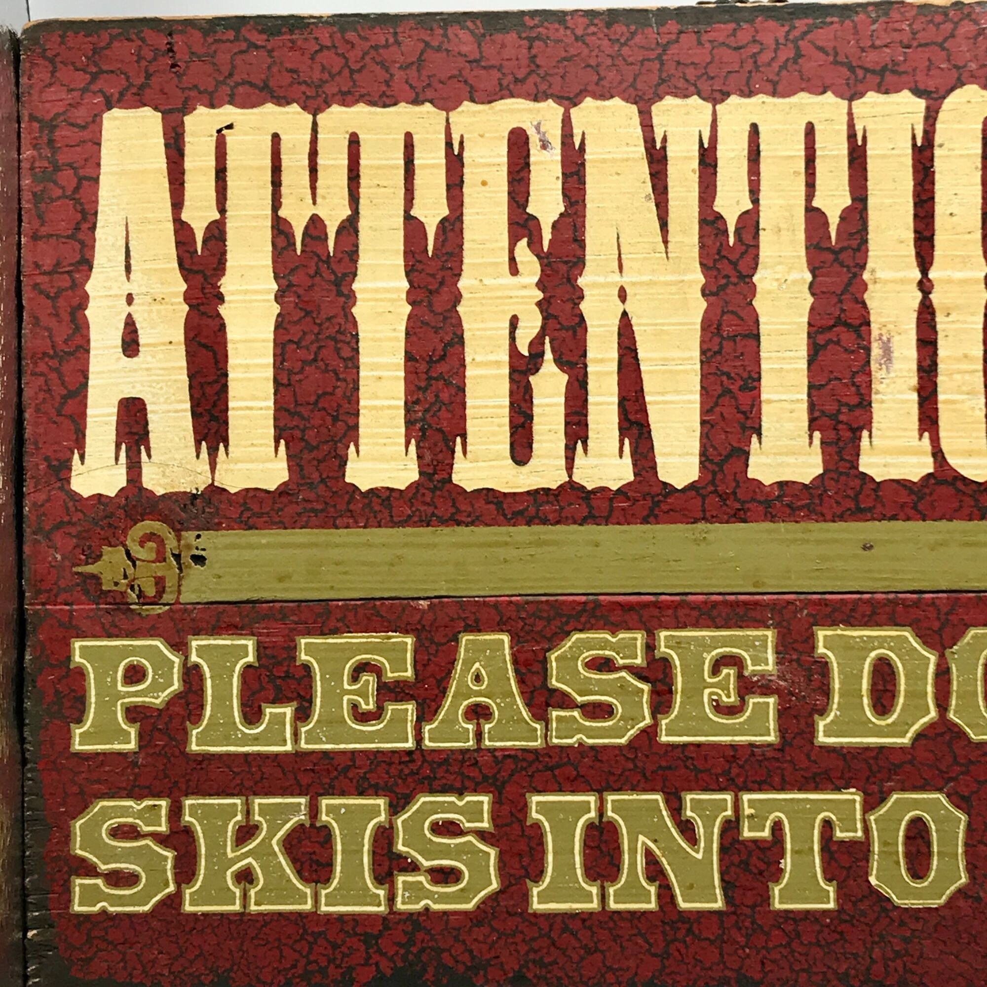 RARE George Nathan Novelty Wood Sign Skiers Ski Lodge Skiing Funny ...