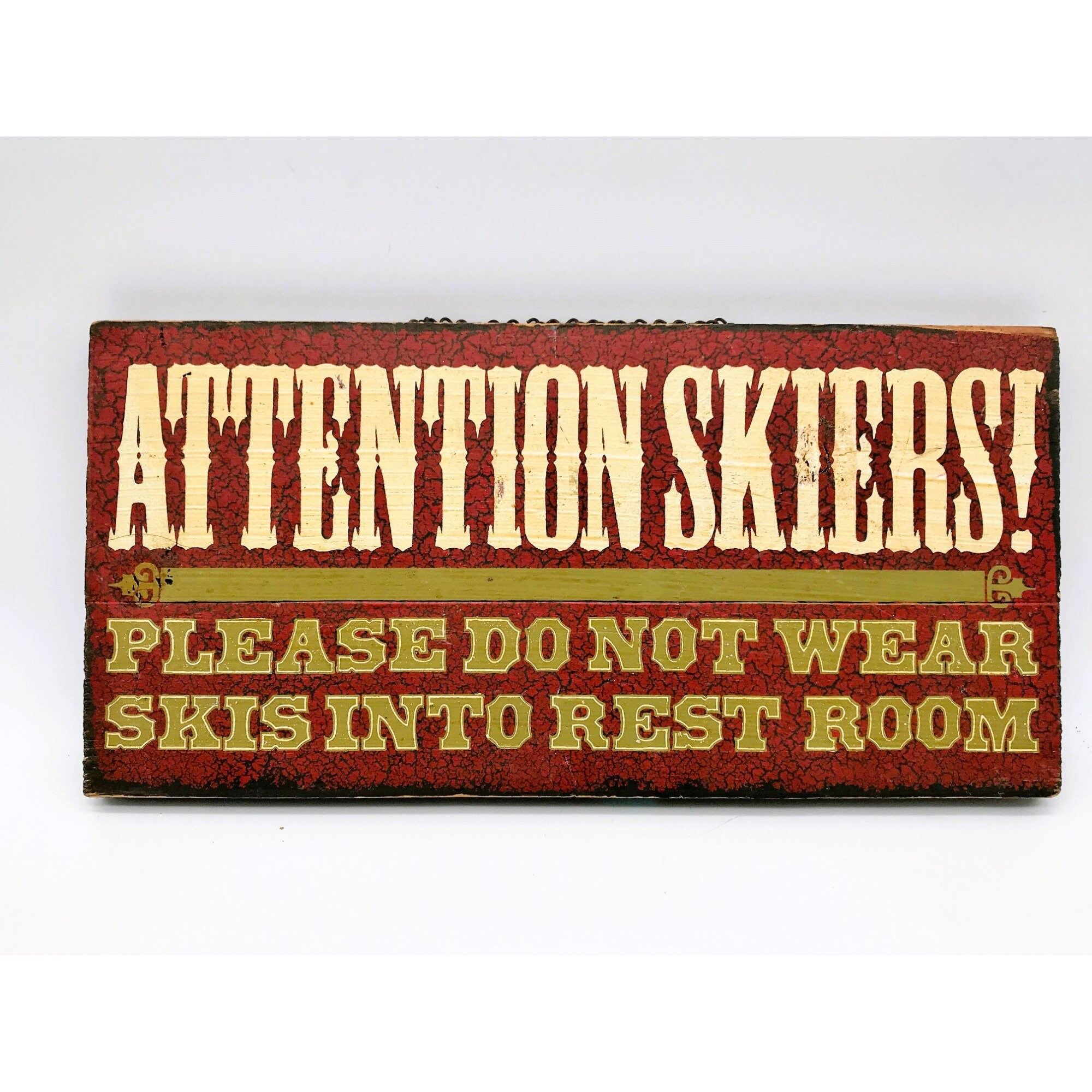 RARE George Nathan Novelty Wood Sign Skiers Ski Lodge Skiing Funny ...
