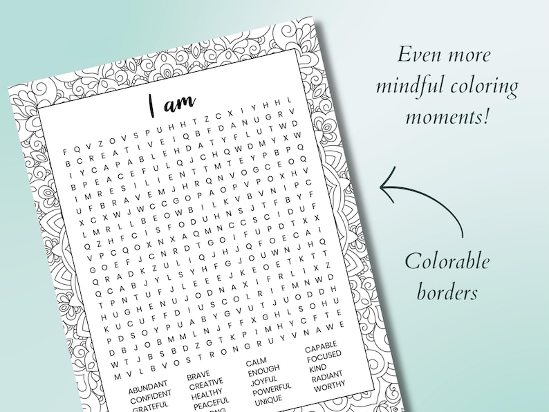 Mindfulness Coloring Pages & Word Search: Stress Relief Activity ...