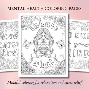 Mental Health Coloring Pages With Motivational Quotes, Hand-drawn ...