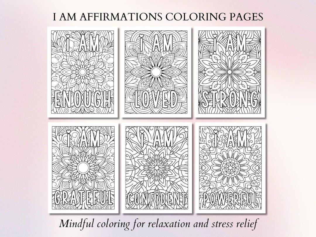 I Am Enough Affirmations Coloring Pages - Mental Health Motivational ...