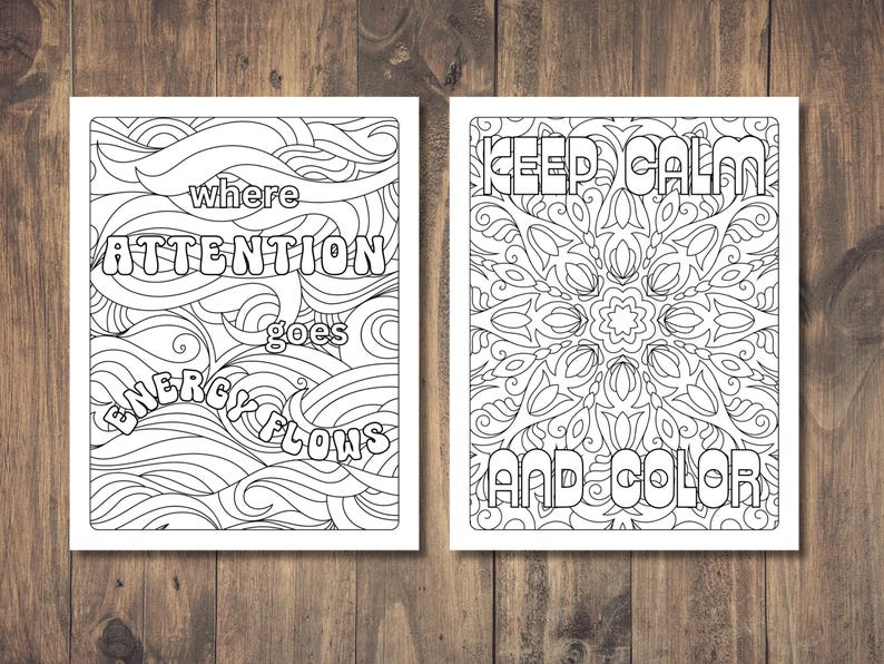 Motivational Quotes Coloring Pages for Stress Relief, Hand Drawn ...