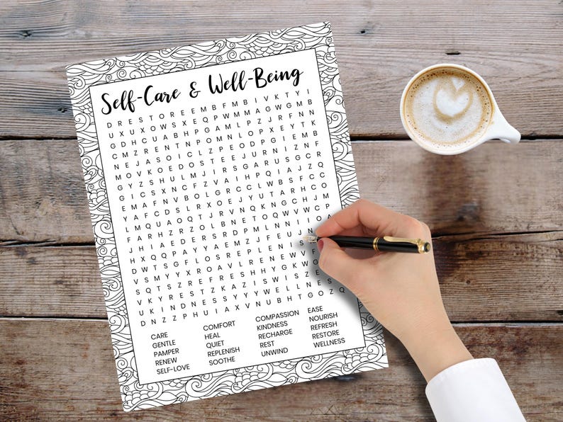 Self Care Word Search Printable Puzzle | Mindfulness Activity | Stress ...