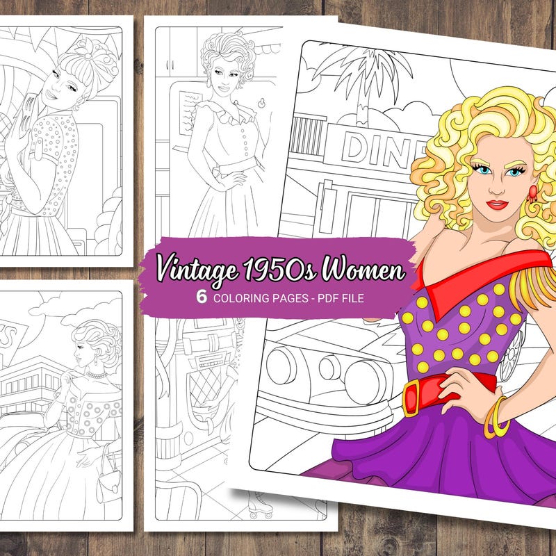 1950s Coloring Book - Etsy