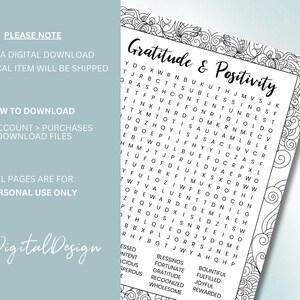 Gratitude Printable Word Search & Coloring Page | Positivity Word ...