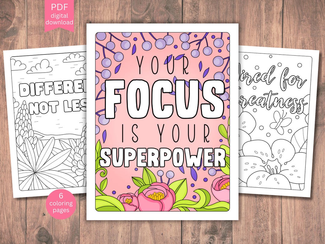 Motivational Quotes Coloring Pages, Autism ADHD Neurodiversity Coloring ...