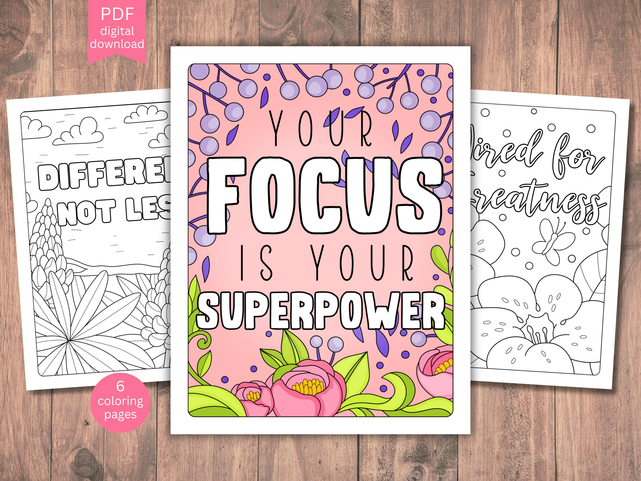 Motivational Quotes Coloring Pages, Autism ADHD Neurodiversity Coloring ...