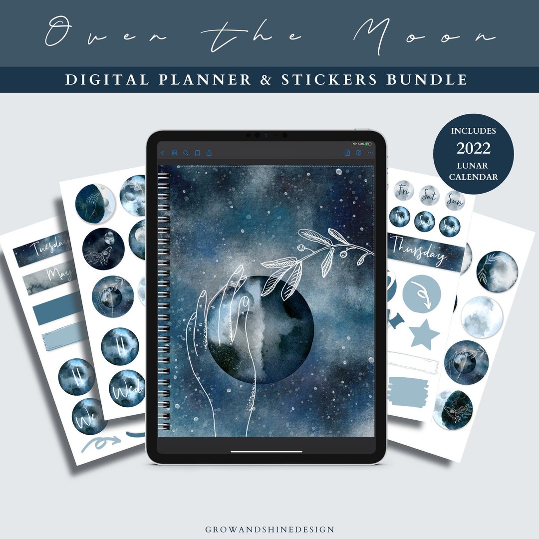 Moon Themed Digital Planner Bundle Undated Goodnotes Planner - Etsy