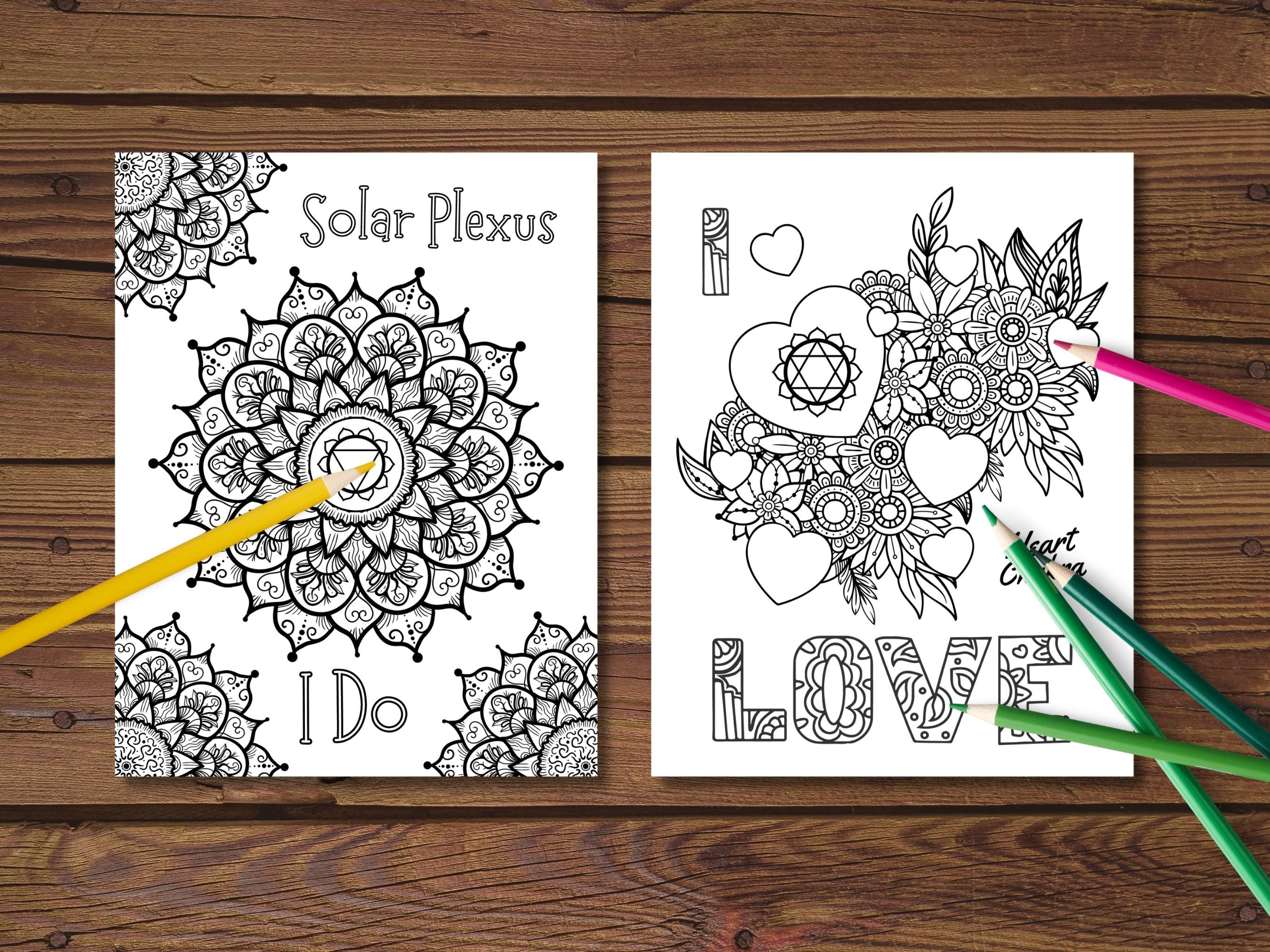 Chakras Coloring Page Bundle Mandala Color Pages Adult - Etsy