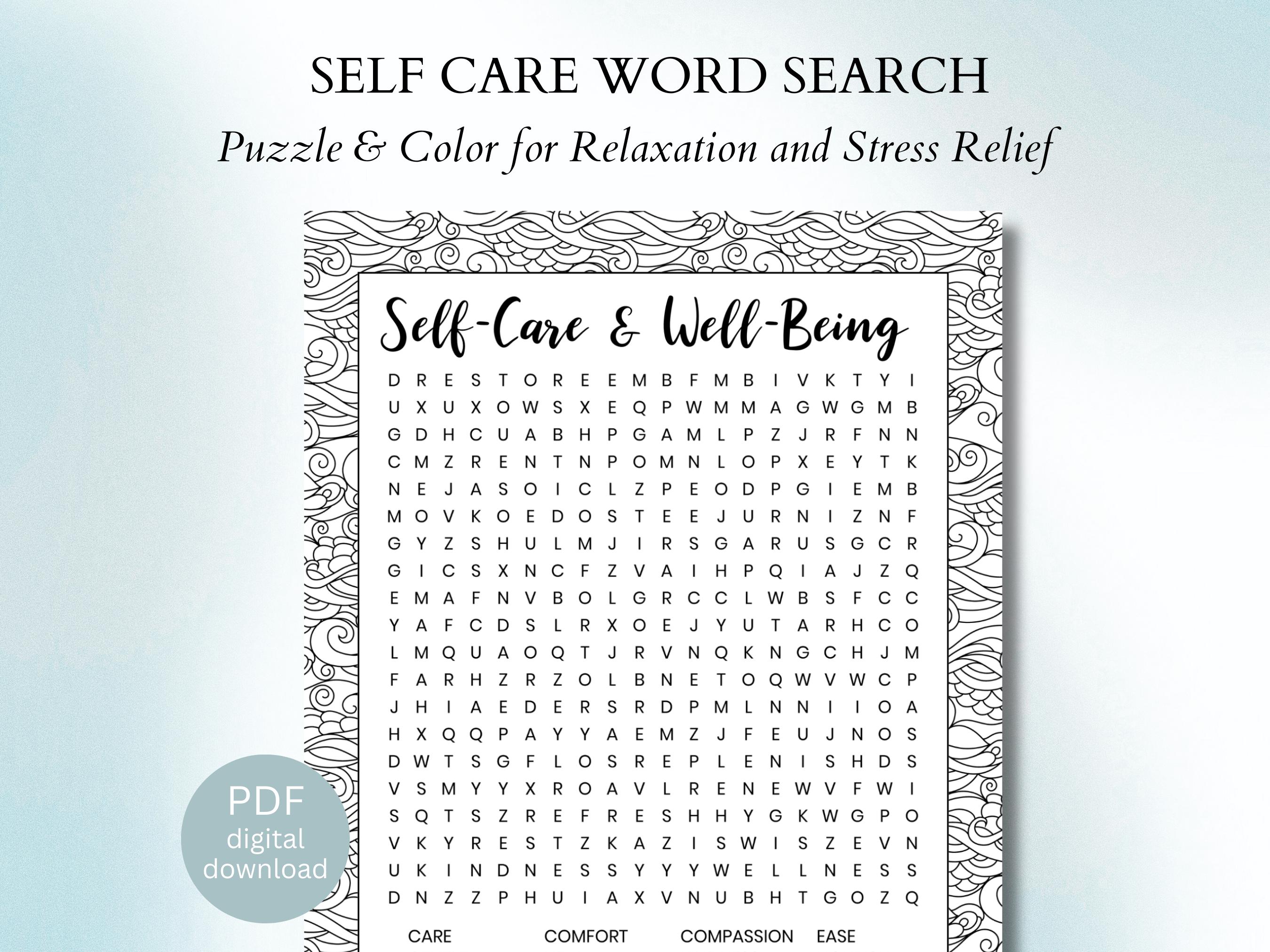 Self Care Word Search Printable Puzzle | Mindfulness Activity | Stress ...