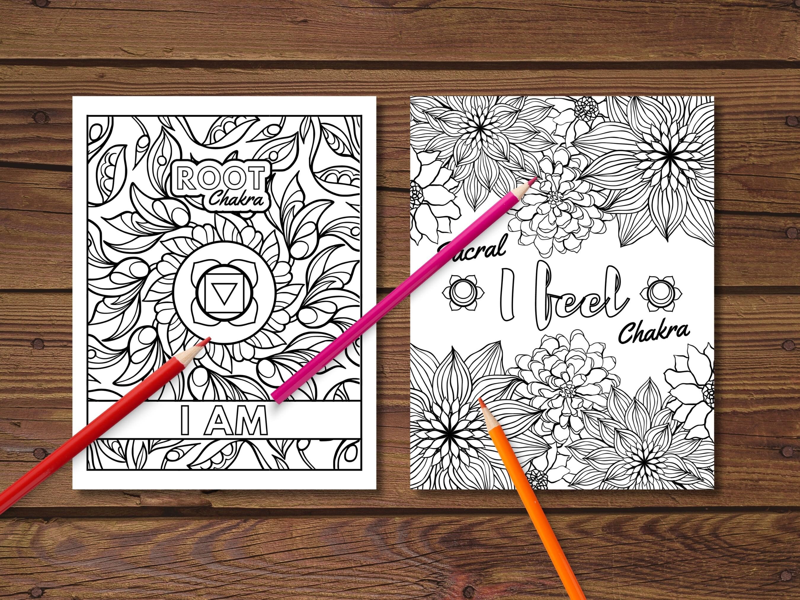 Chakras Coloring Page Bundle Mandala Color Pages Adult - Etsy