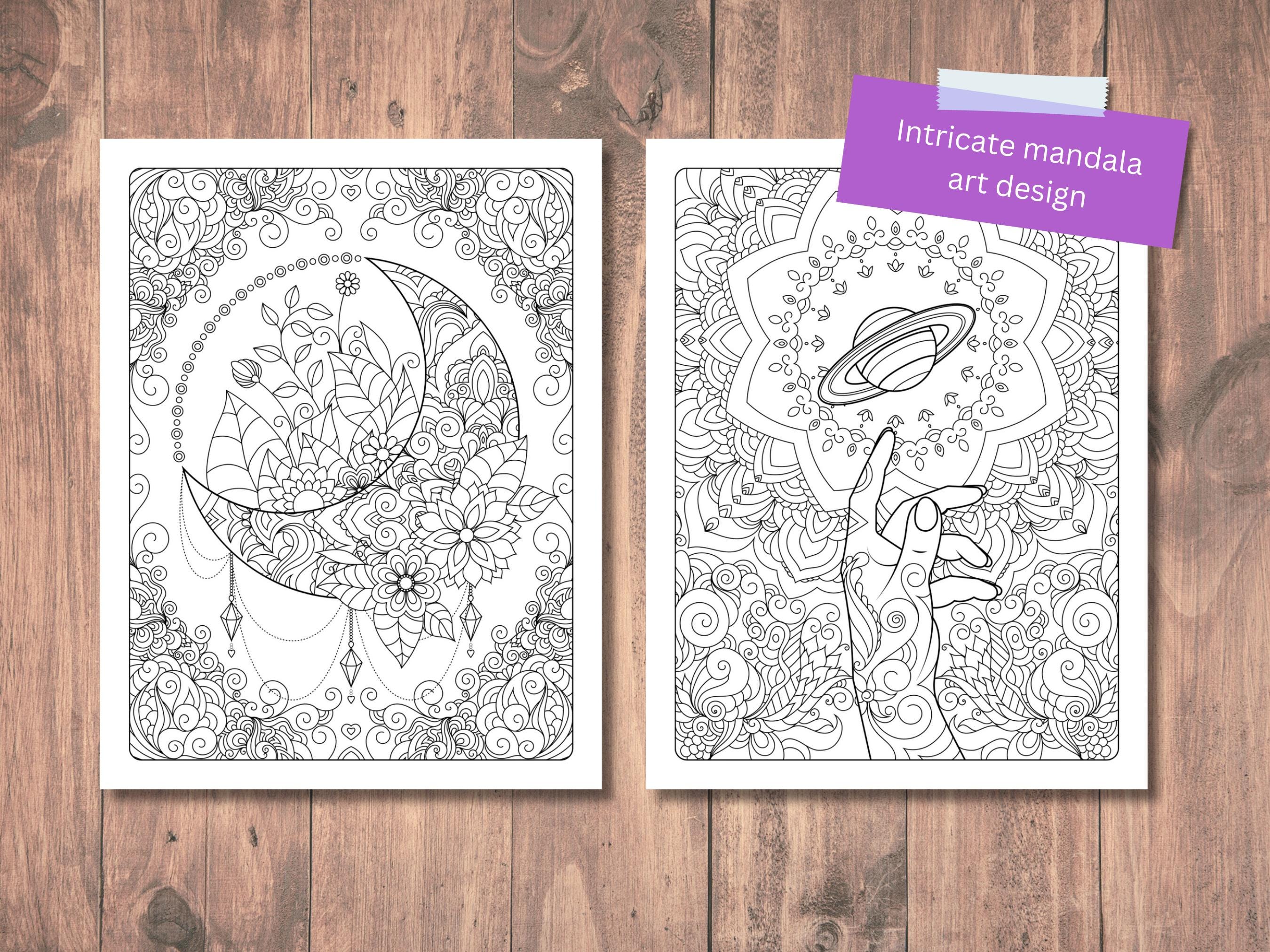 Celestial Mystical Mandala Patterns: Hand-drawn Printable Coloring ...