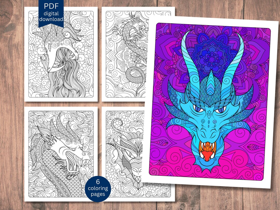 Dragon Mandala Coloring Pages: Hand-drawn Printable Mandalas for ...