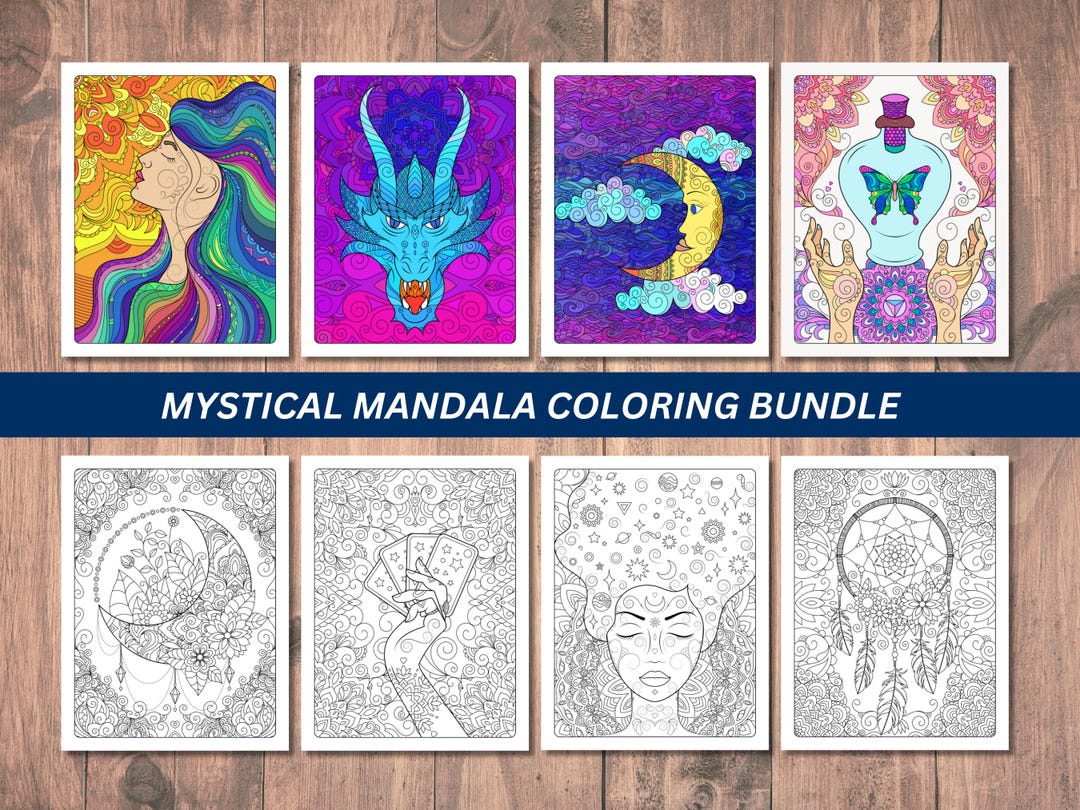 Mystical Mandala Coloring BUNDLE – Magical Coloring Pages for Adults ...