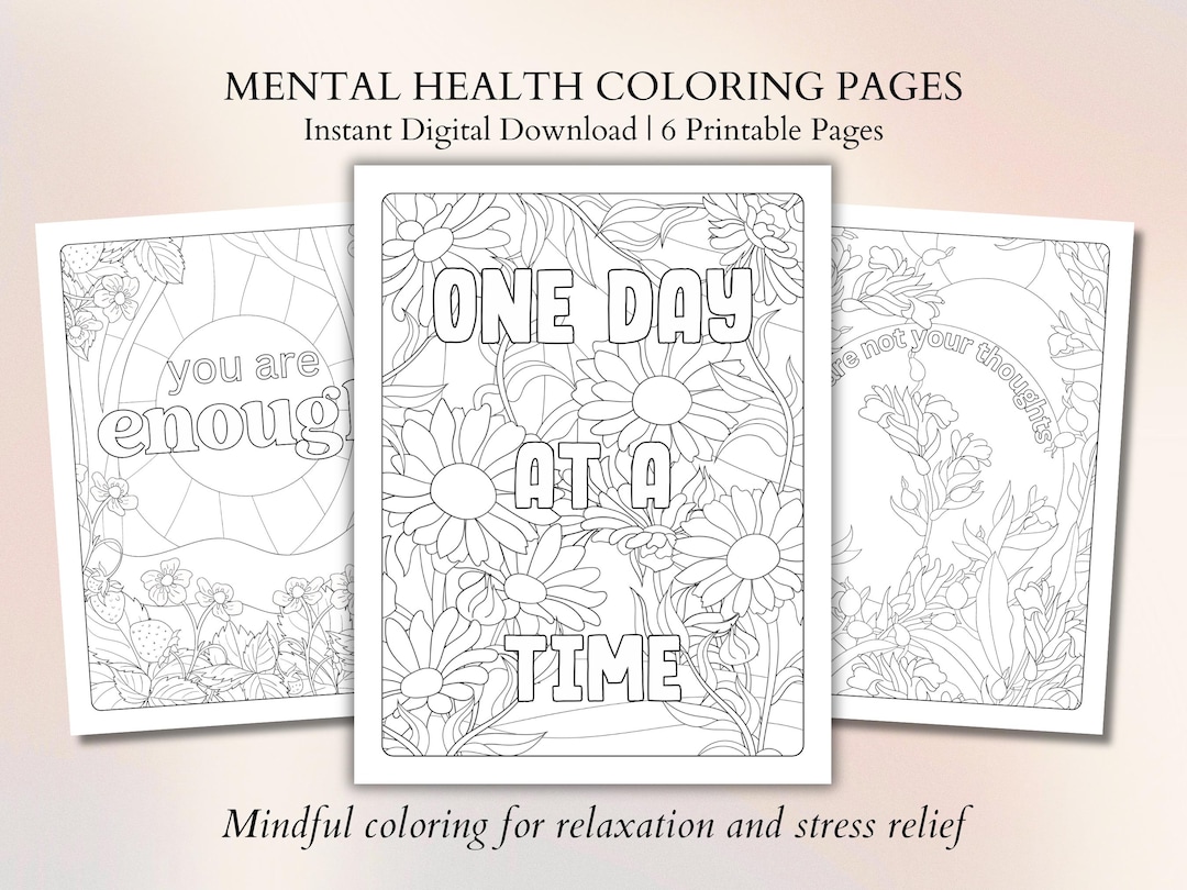 Mental Health Motivational Quotes Coloring Pages for Anxiety Relief ...