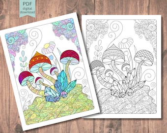 4 Pack Magic Mushroom Mandala Coloring Page | Stress & Anxiety ...