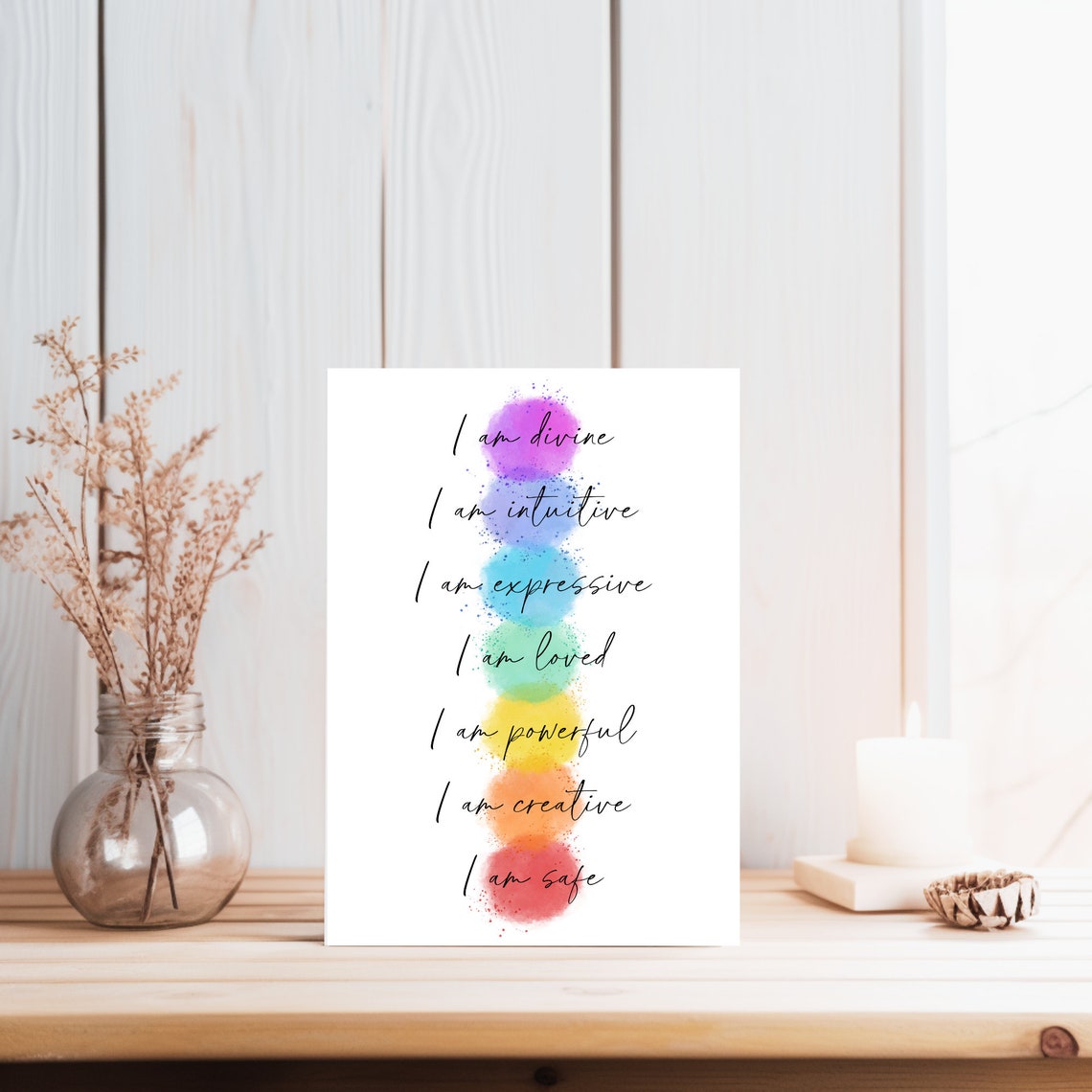 Chakra Affirmations Card, I Am Affirmations Card, Chakra Printable ...