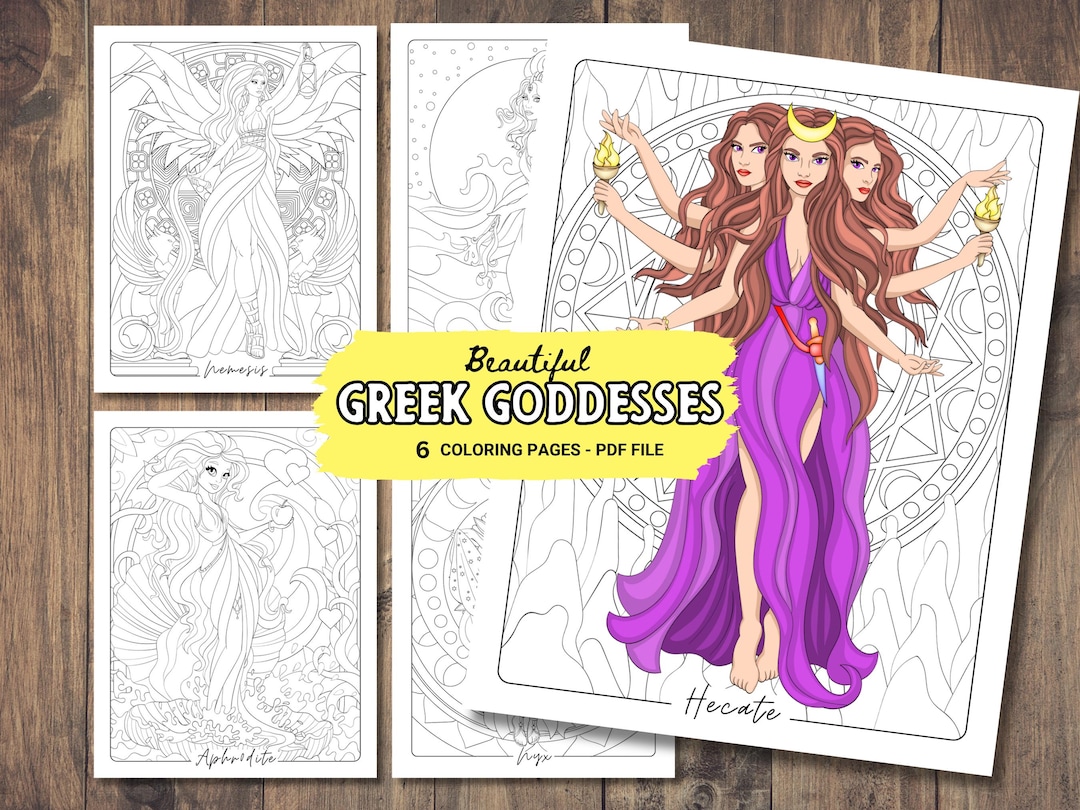 Greek Goddesses Printable Coloring Pages | Set of 6 Adult Coloring ...