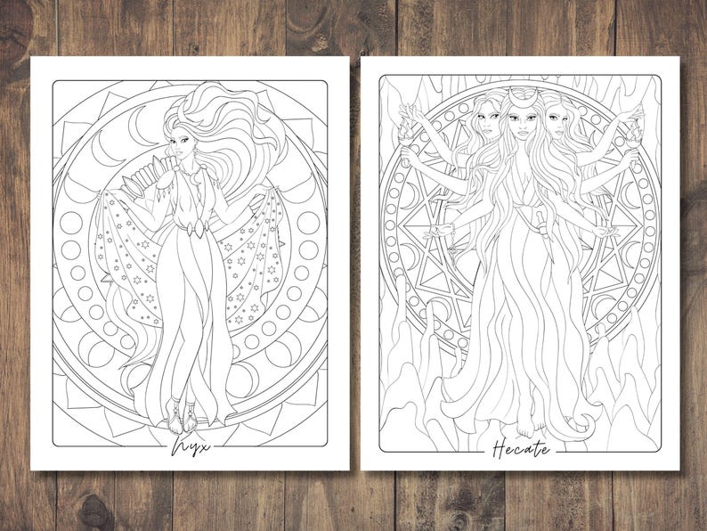 Greek Goddesses Printable Coloring Pages | Set of 6 Adult Coloring ...