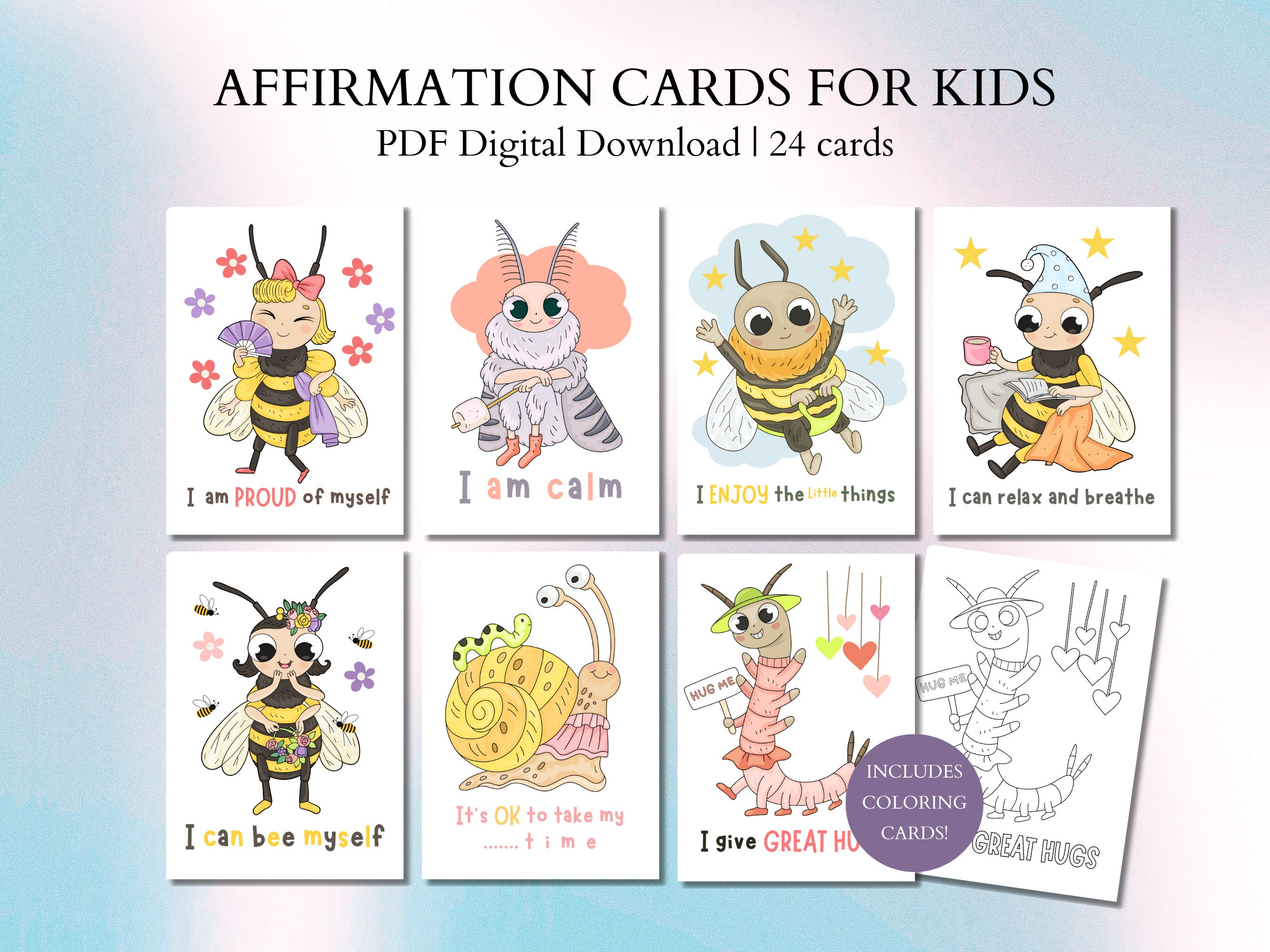 Positive Affirmation Cards for Kids, Printable Affirmation Cards ...