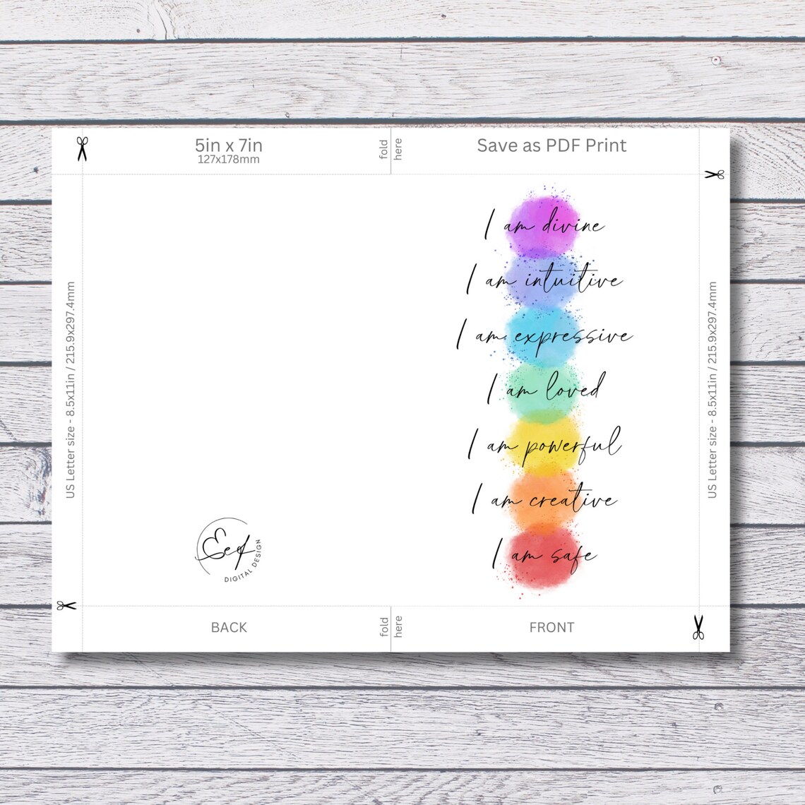 Chakra Affirmations Card, I Am Affirmations Card, Chakra Printable ...