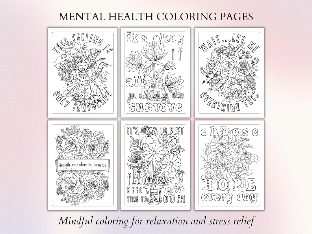 Mental Health Motivational Quotes Coloring Pages for Anxiety Relief ...