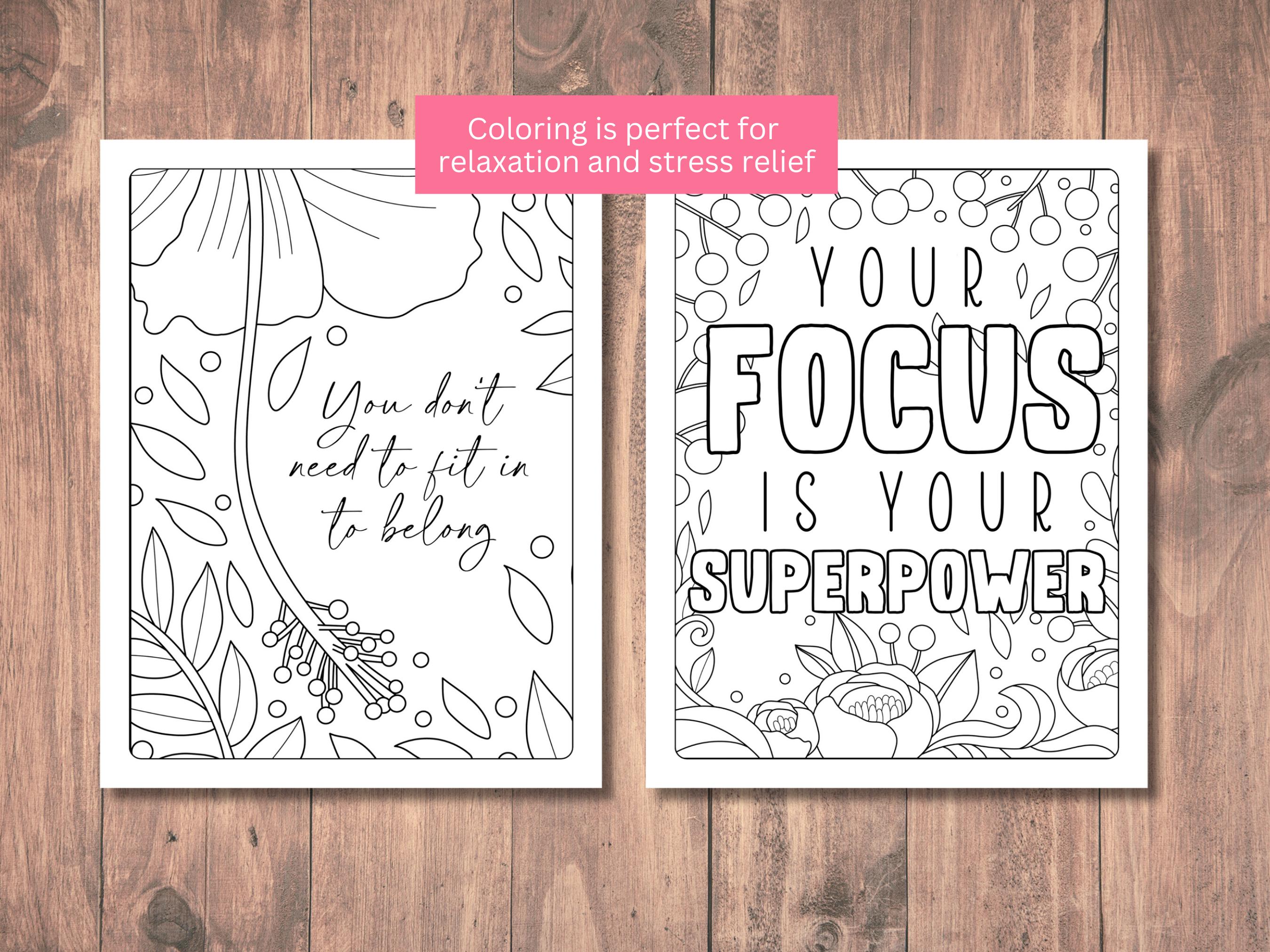 Motivational Quotes Coloring Pages, Autism ADHD Neurodiversity Coloring ...